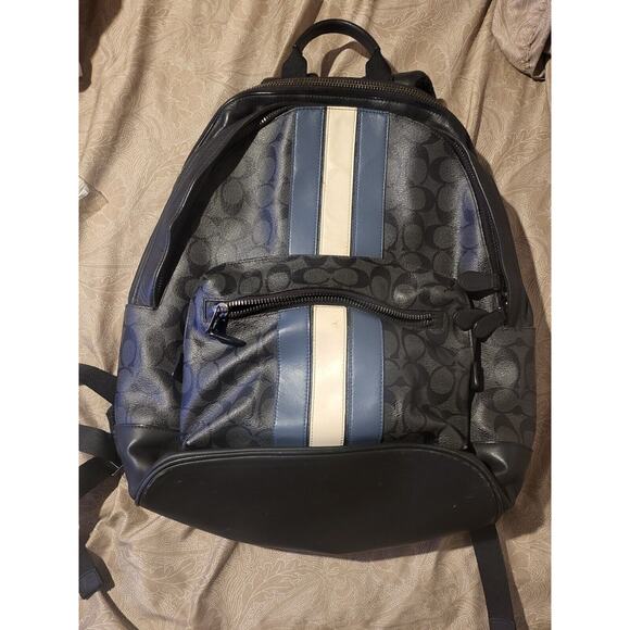 Coach | Bags | Coach Mens West Backpack Black Signature Canvas With ...